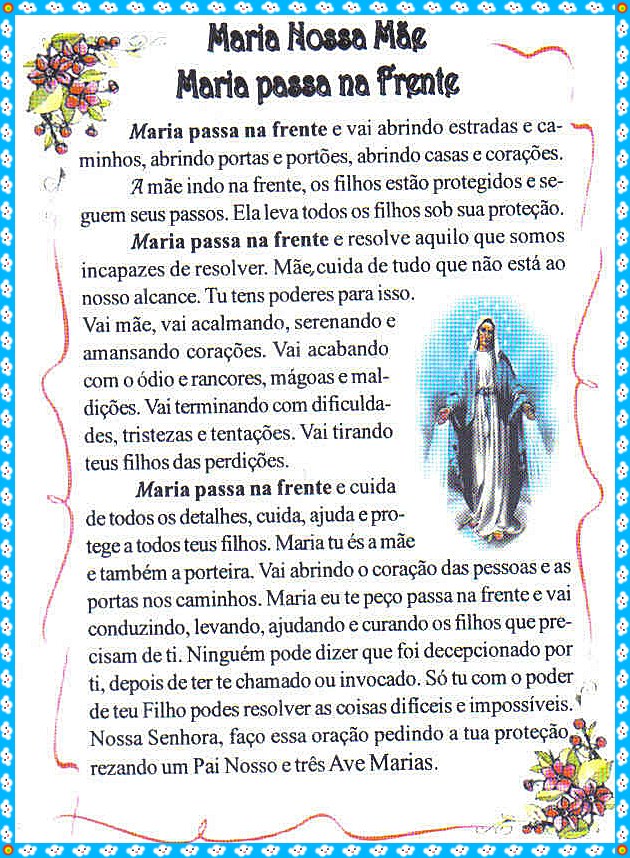 TIA HELENA NO CORAÇÃO DE JESUS: Maria nossa Mãe passa na frente