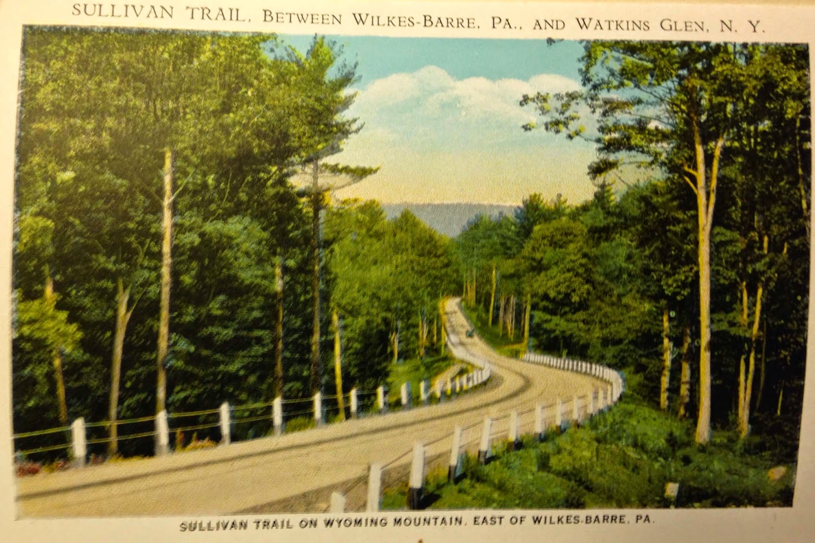 1921 Sullivan Trail Postcard from Wilkes Barre, PA to Watkins Glen, NY ...