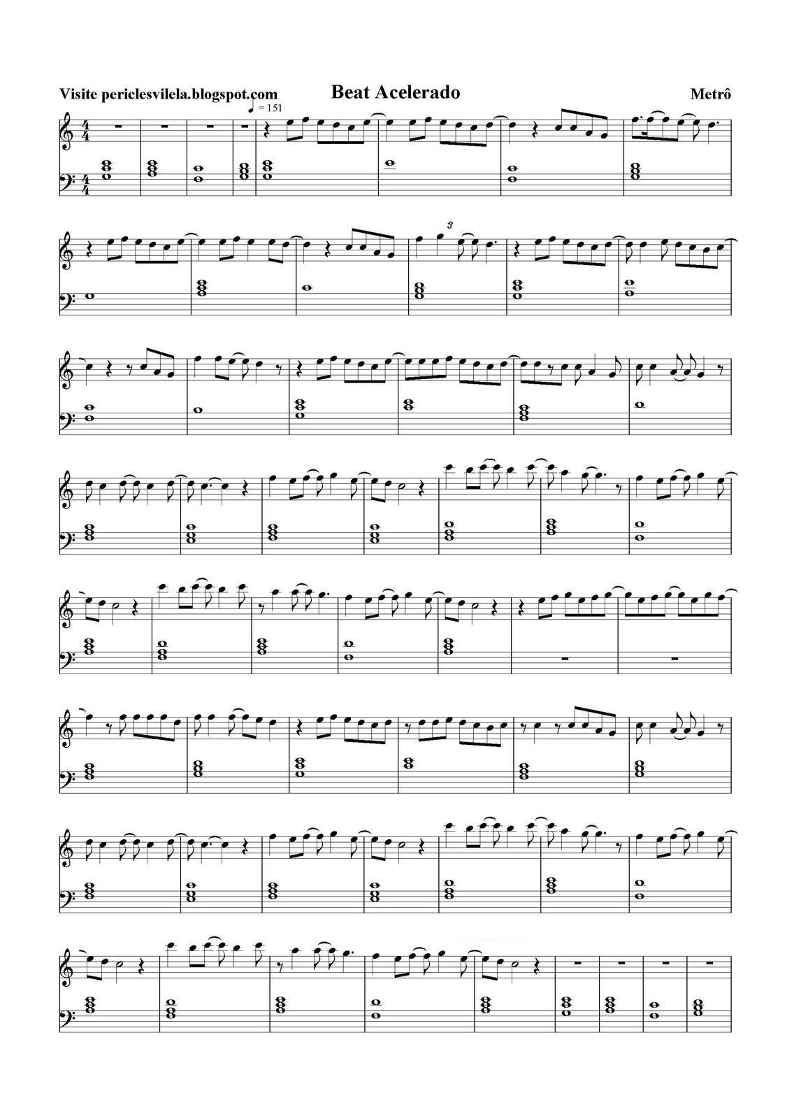 Partituras Musicais: Beat Acelerado - Metrô - n.º 360