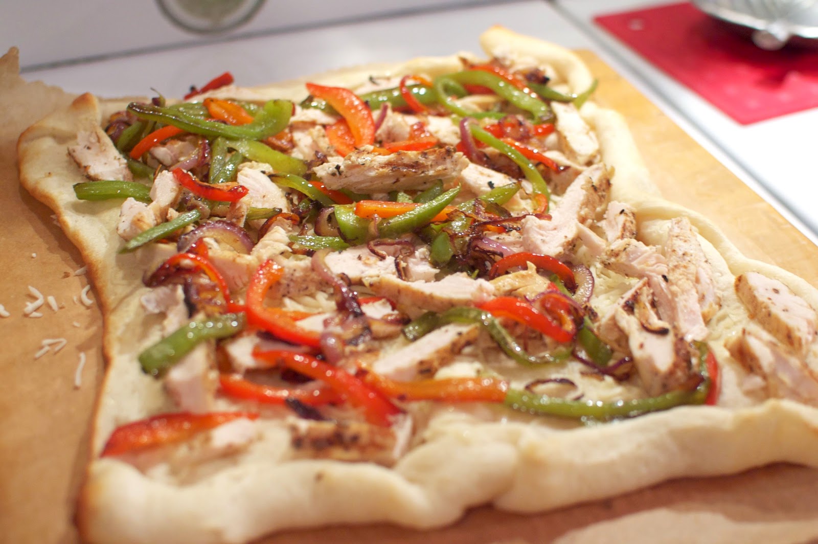 Reckless Abandon: Grilled Chicken, Peppers and Red Onion Pizza