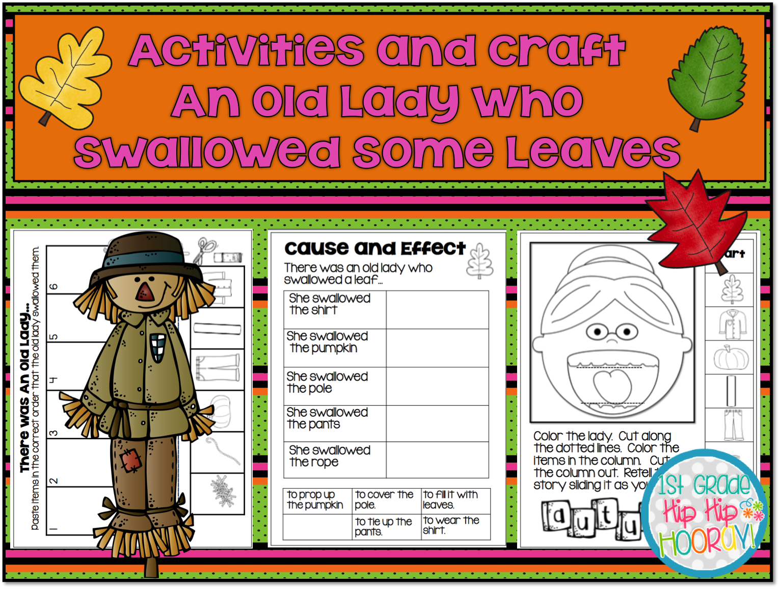 1st Grade Hip Hip Hooray!: An Old Lady Who Swallowed Some Leaves!