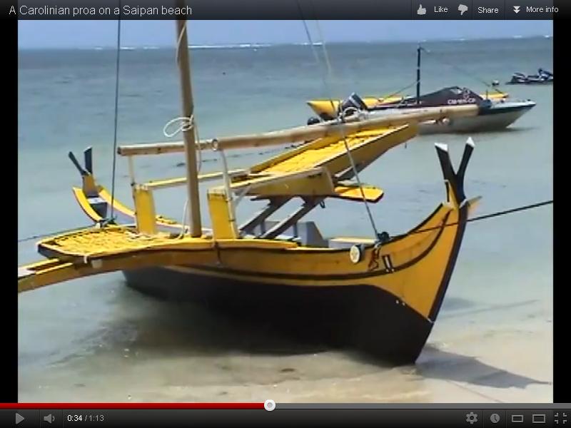 Proa Sailing: A Carolinian proa on a Saipan beach