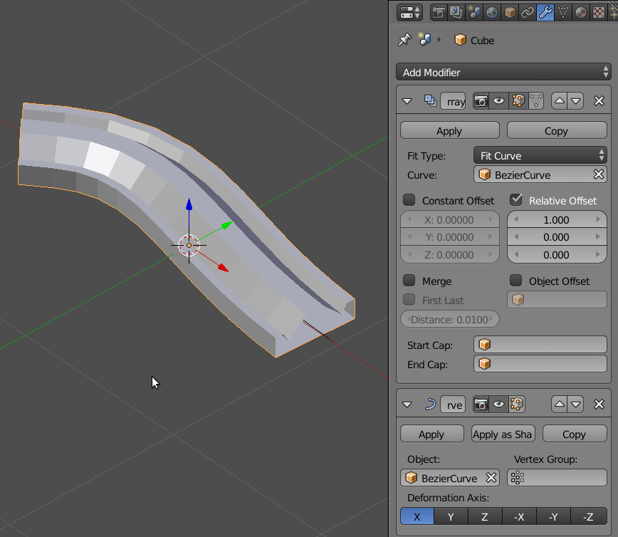 Blender 2.69 : 延路徑塑形 - Array + Curve 編修器