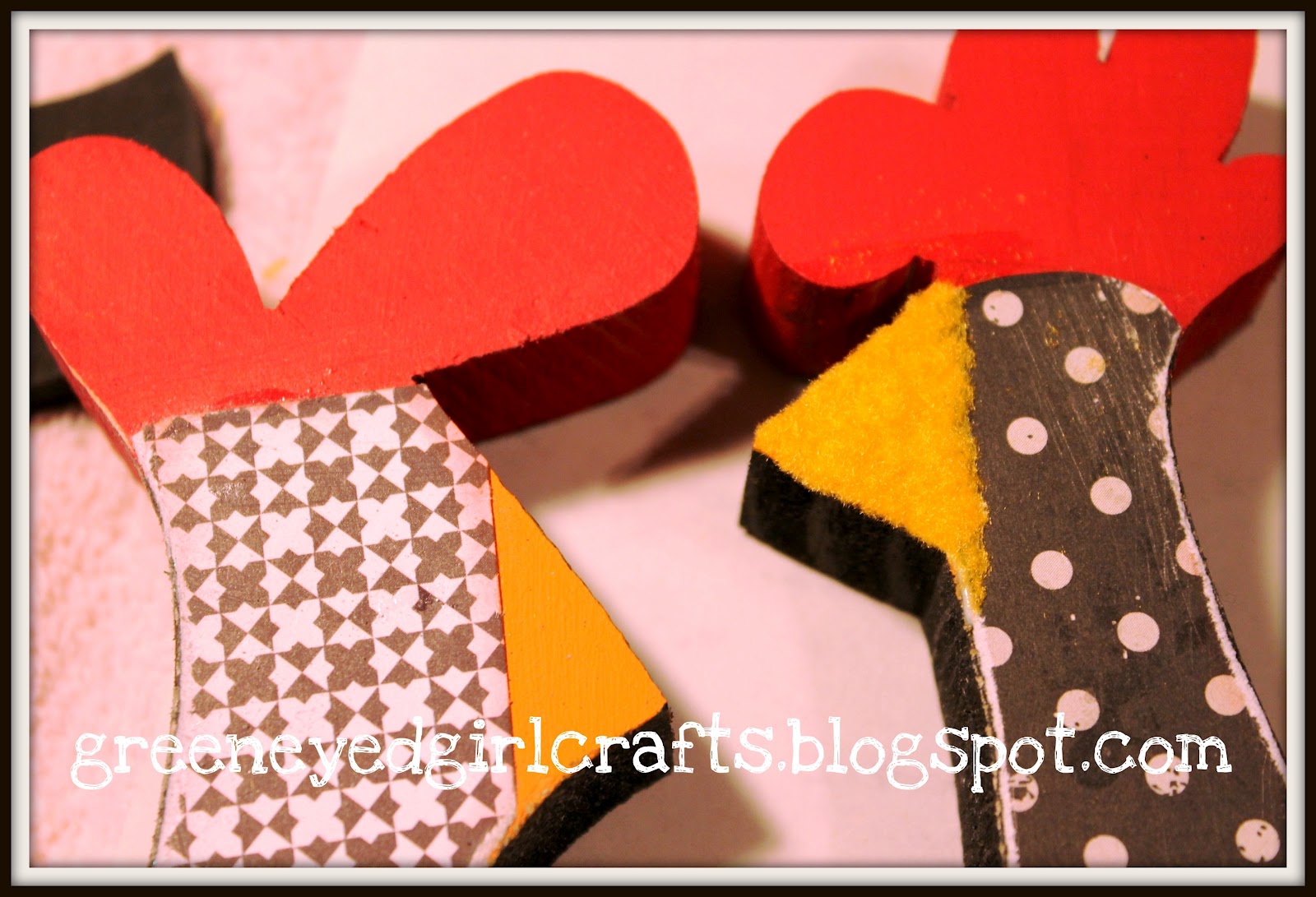 WOOD Creations: Rooster Post by Guest Blogger, Green Eyed Girl Crafts