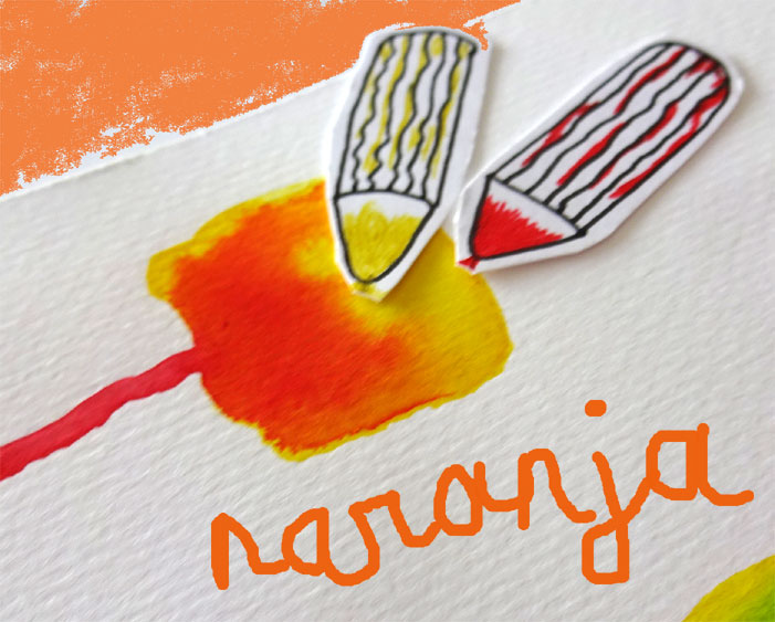 Apuntes de colores: naranja, verde y morado. ATCs