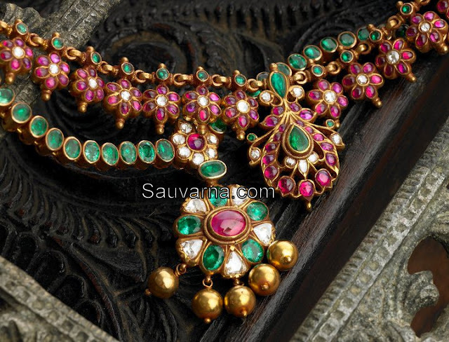 Sauvarna Designs: Emerald & Ruby temple jewellery