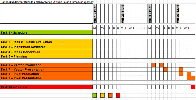 Unit 78: Digital Graphics for Computer Games: Task 1 - Schedule