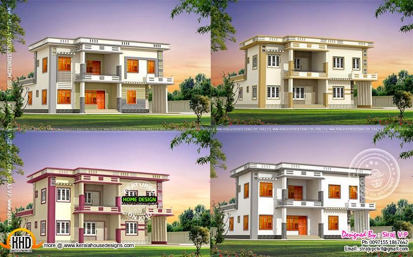 Contemporary villa in different color combinations | Home Kerala Plans