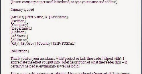 Thank You Letter Format For Support & Help in Work