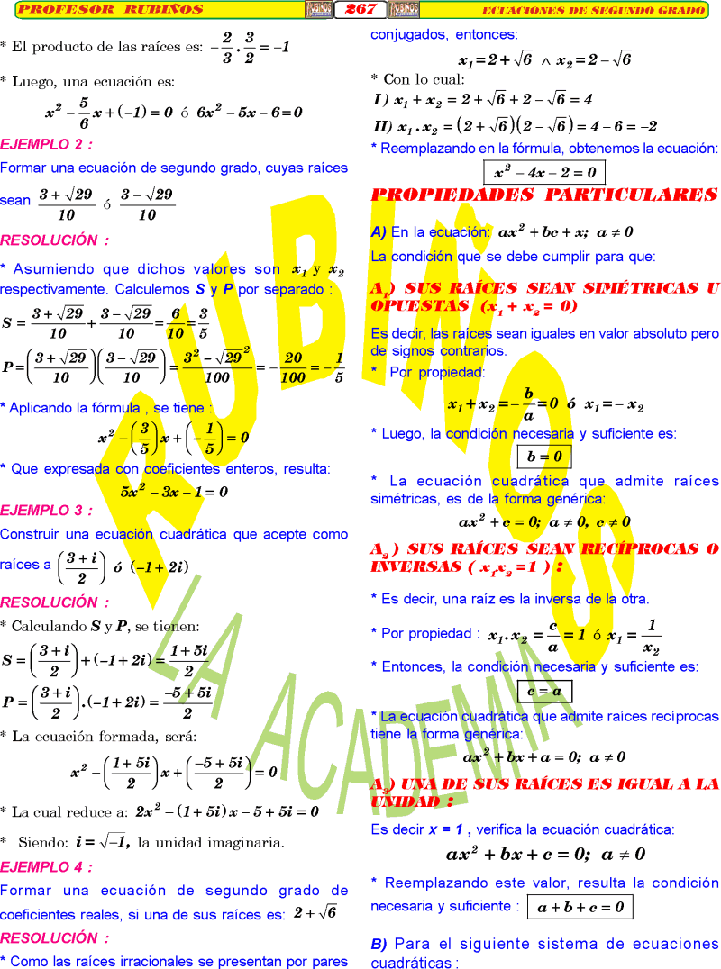 ECUACIONES DE SEGUNDO GRADO PROBLEMAS RESUELTOS DE ÁLGEBRA RUBIÑOS PDF