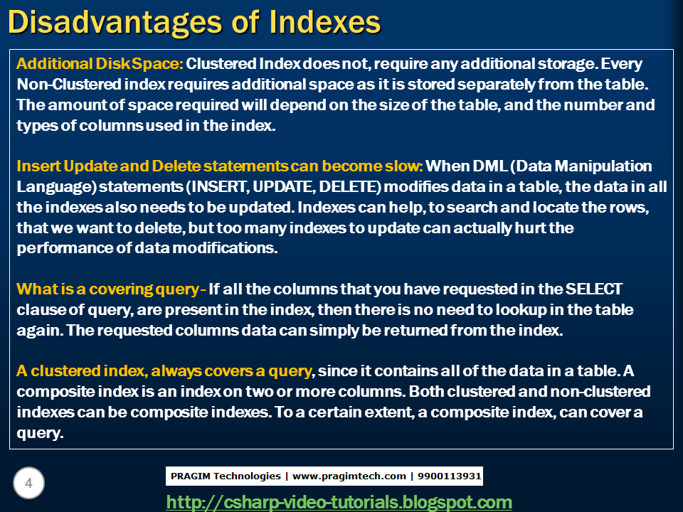 Sql server, .net and c# video tutorial: Part 38 – Adv. & Dis-adv. of ...