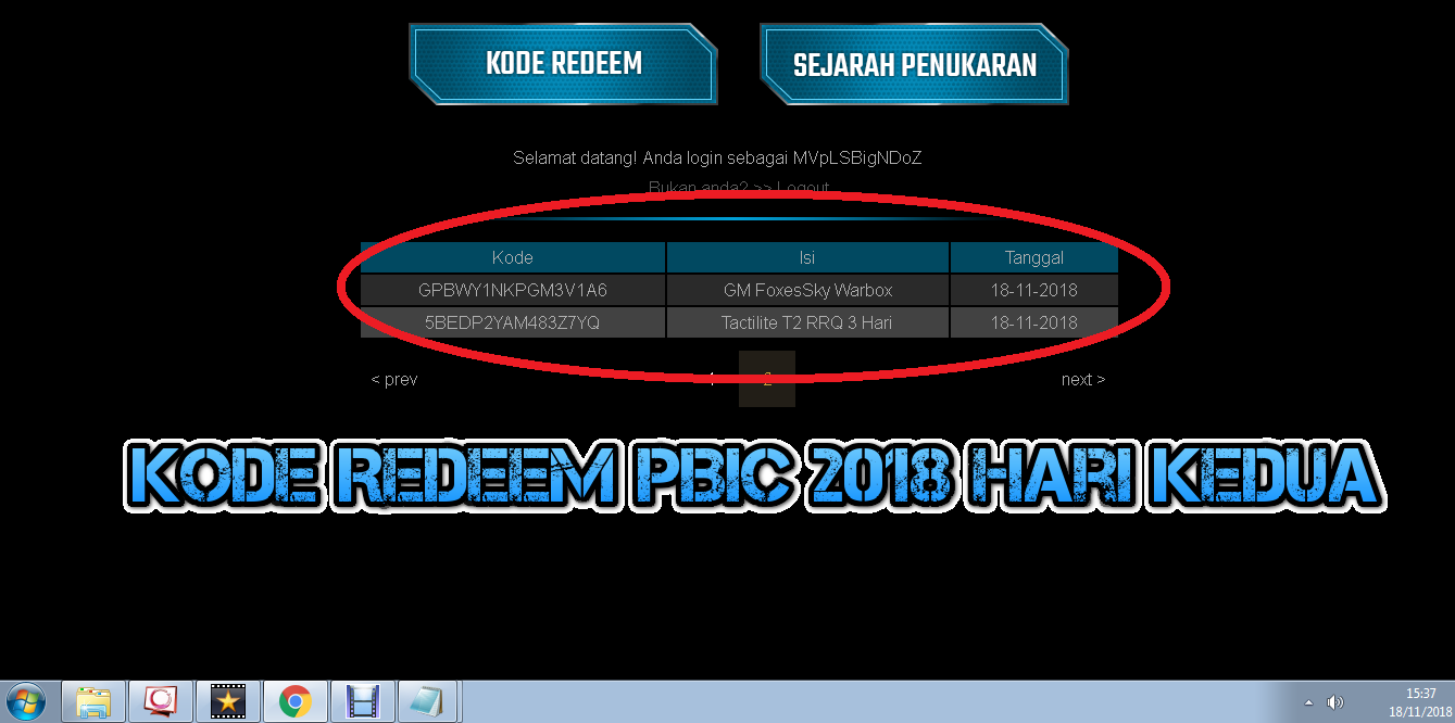Kode Redeem PBIC 2018 Hari Kedua ~ GAMESKU-IT PB ZEPETTO DAN MLBB