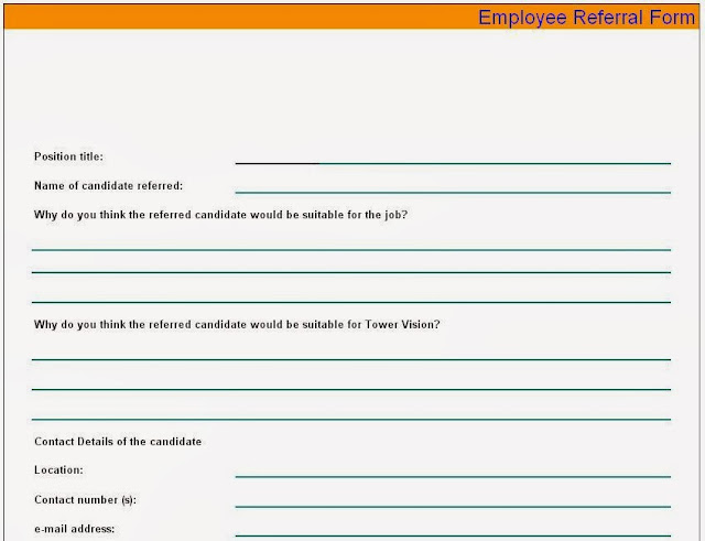 Employee Referral Form Sample