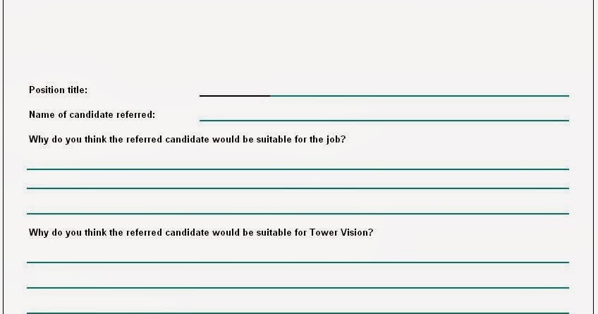 Employee Referral Form Sample
