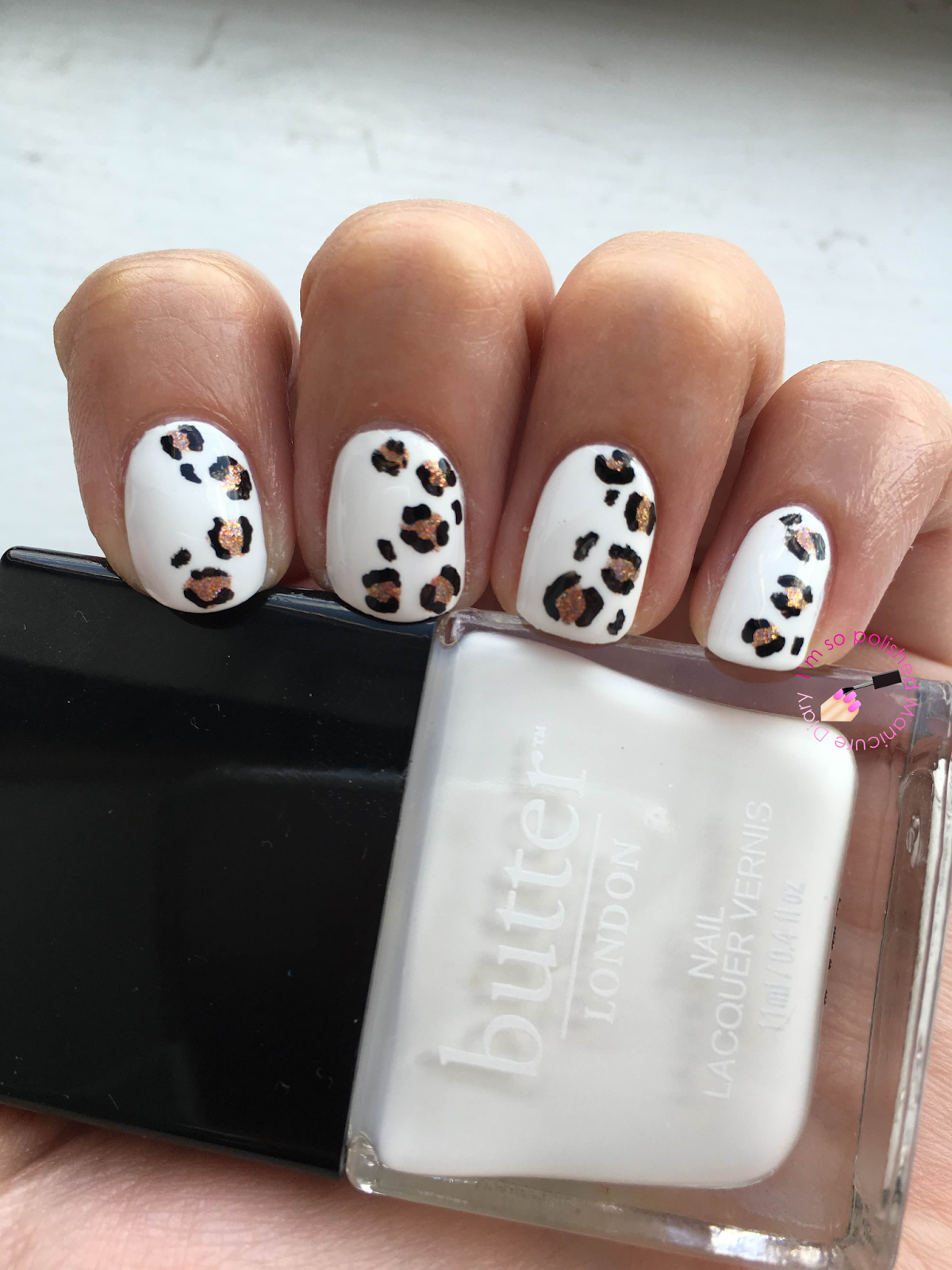 White Leopard Print Nails