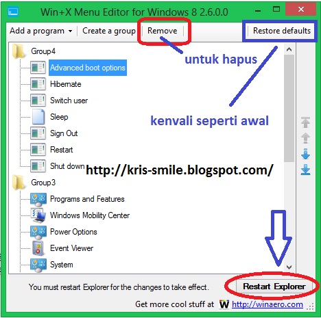 Cara Edit Power User Tasks Menu dg Win+X Menu Editor Windows 8 | OM Kris