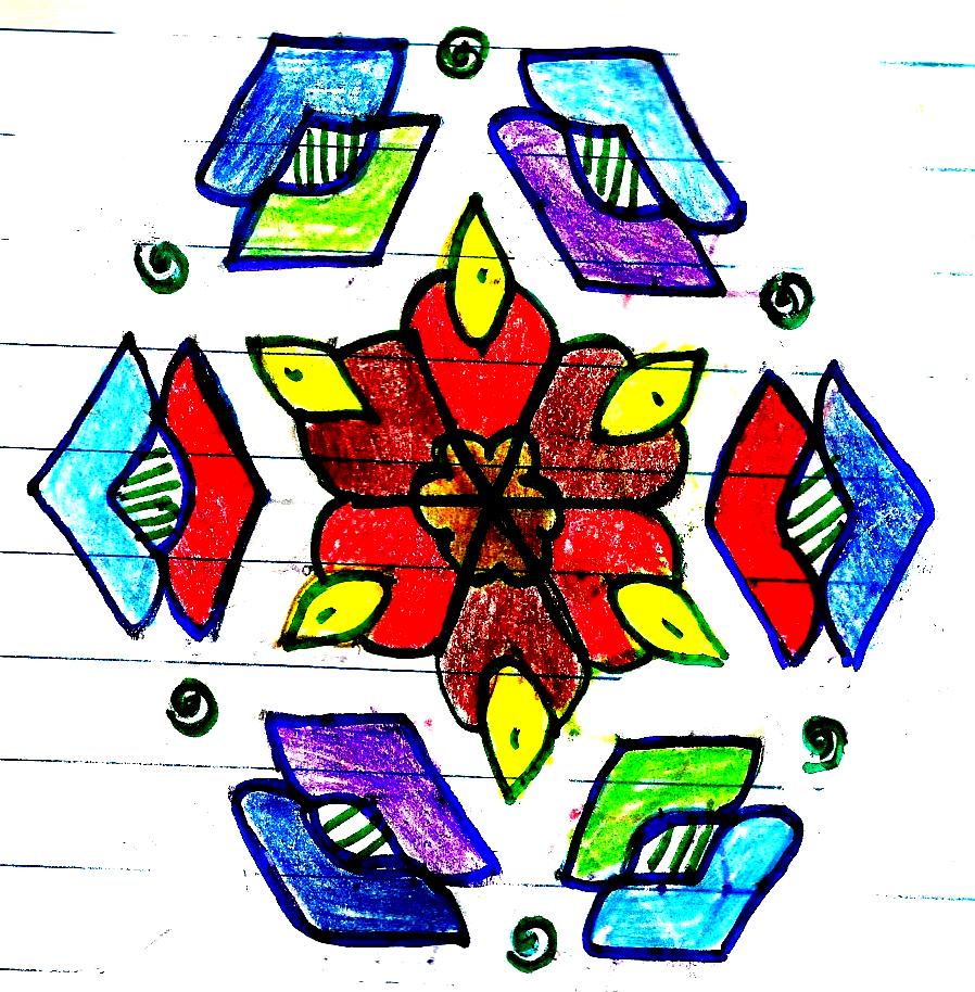 Colourful Rangoli Patterns with Dots: 13 to 13 Dots and 13 to 7 Dots ...