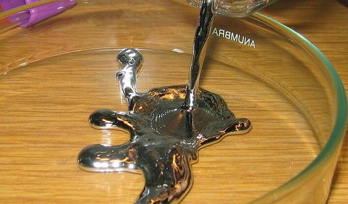 liquid mercury pouring