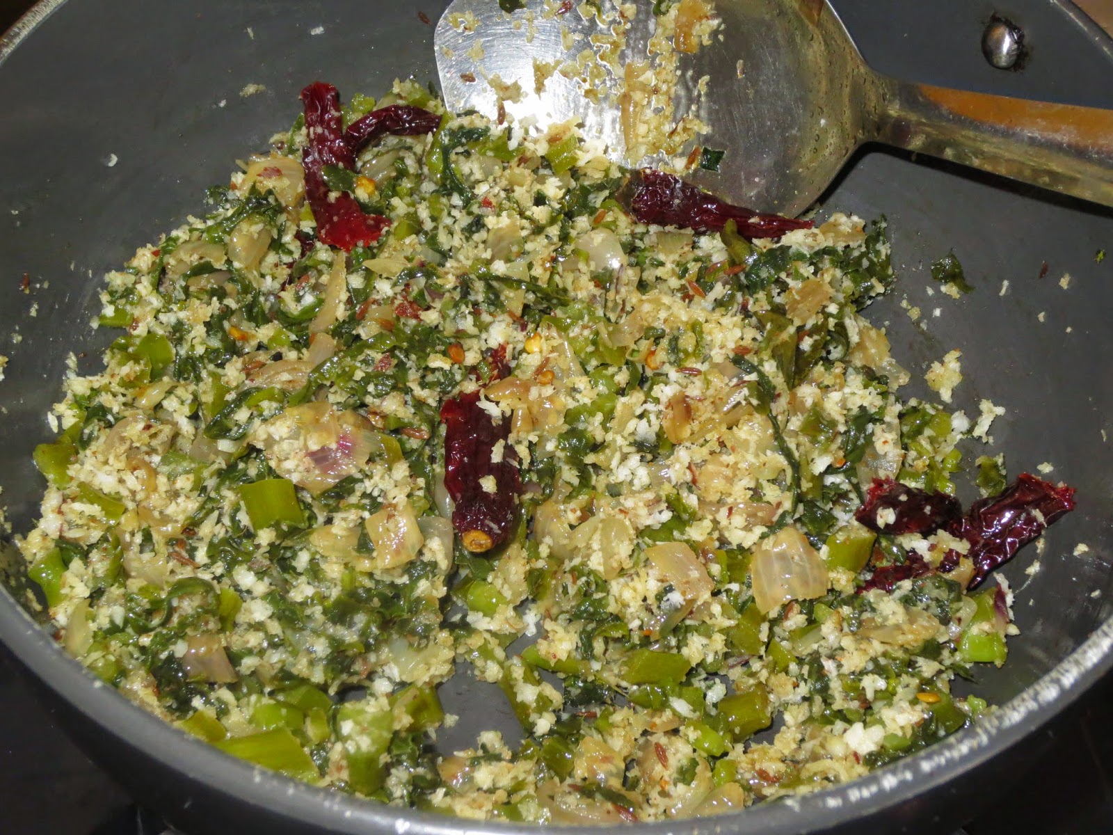 Basale Soppina palya / Malabar spinach curry (dry) ~ Enjoy cooking