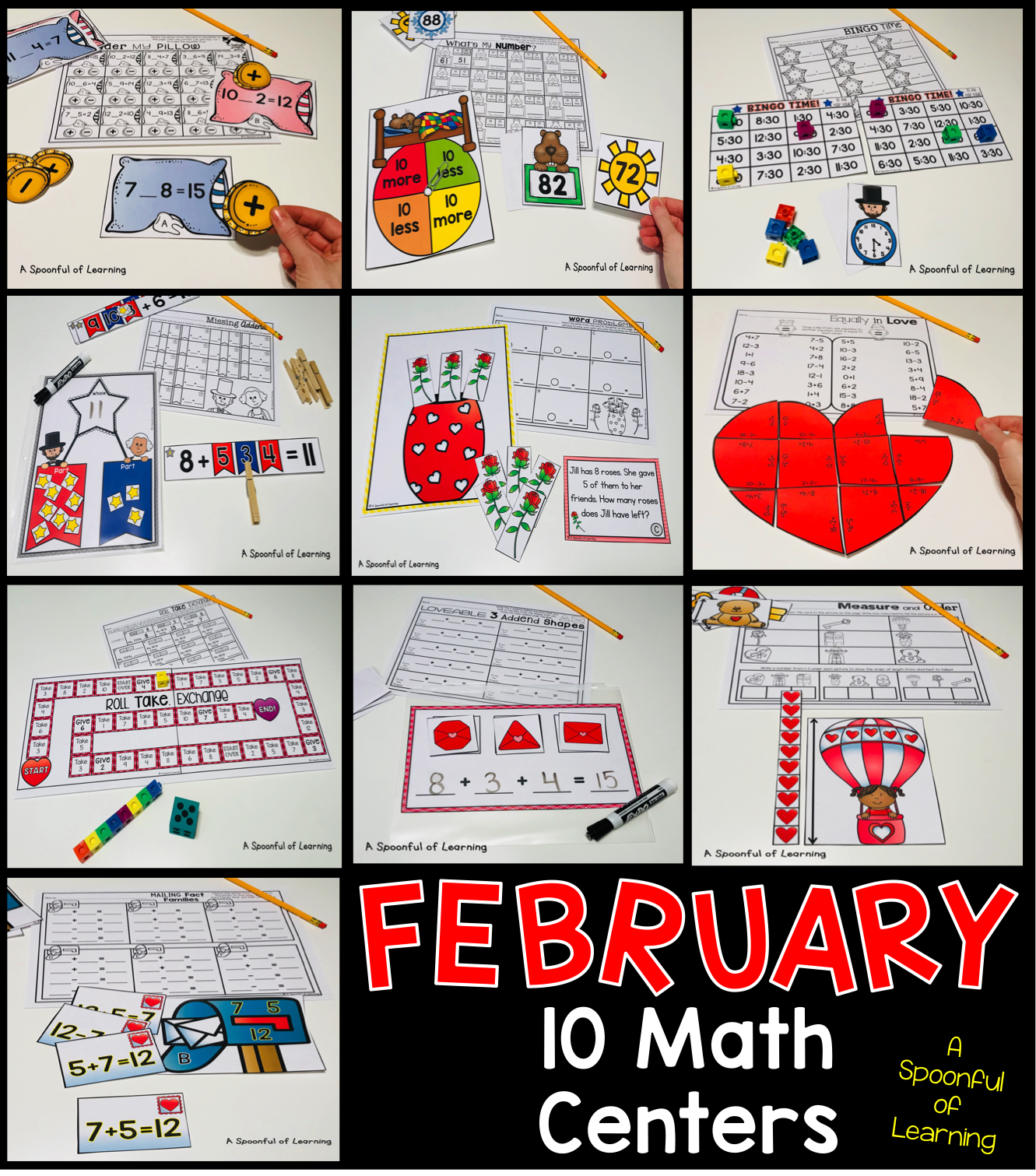 February Centers - First Grade - A Spoonful of Learning
