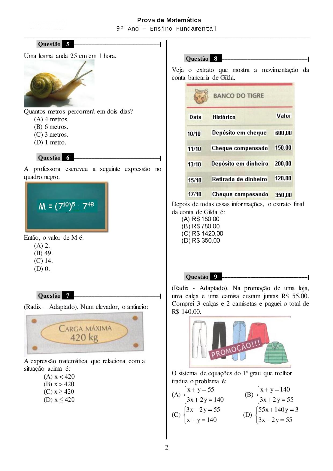 Exercícios De Matemática 9 Ano Com Respostas - FDPLEARN