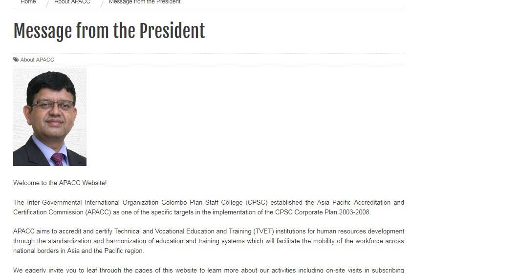 Message from the President