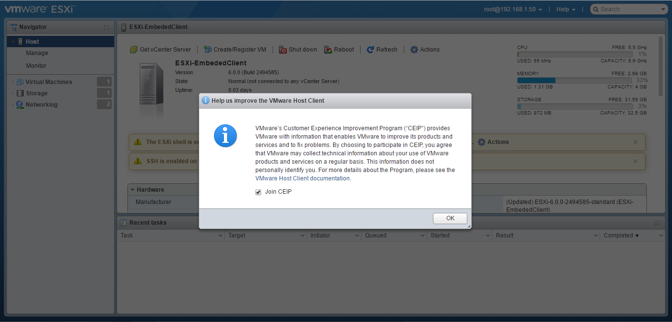 ESXi-Embedded Host Client - Installation and first impression | TechCrumble
