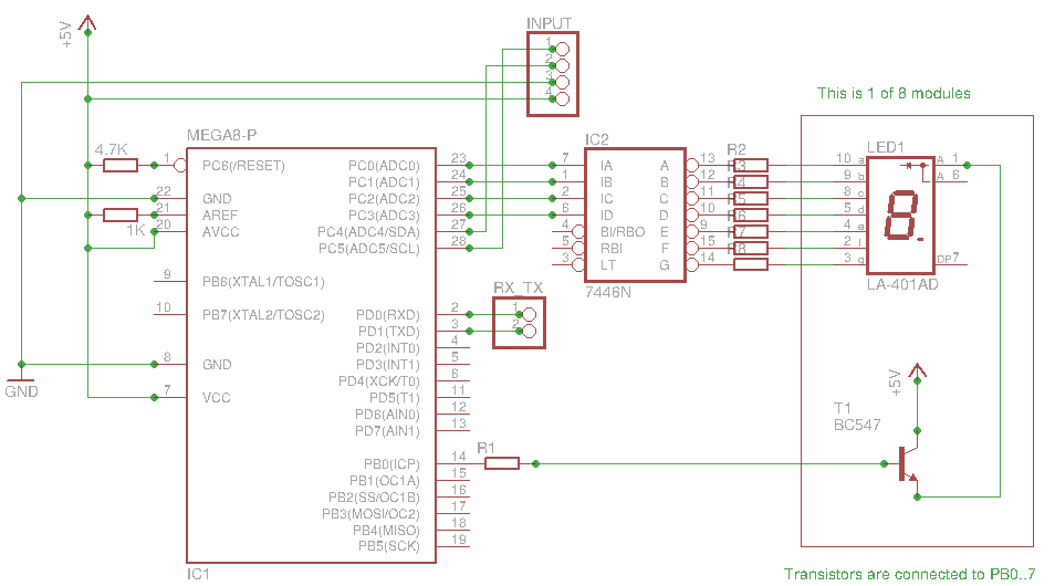 More Than User: ADC and two (red/blue) 4-digit led displays on atmega8