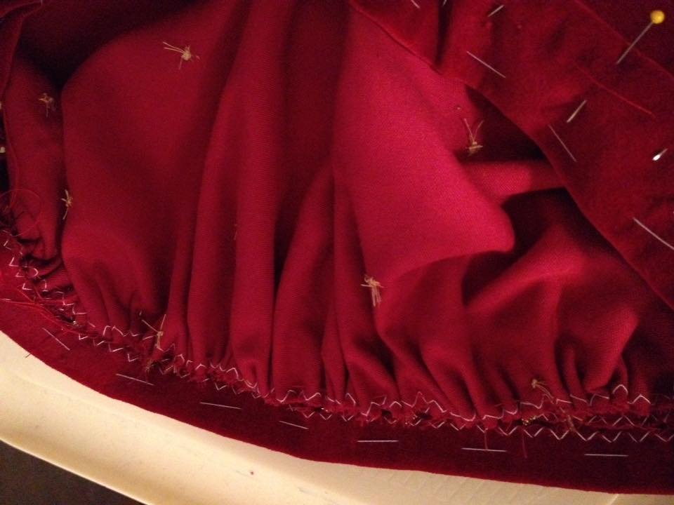 Broider Me 'Bethan: Red Velveteen Caul with Gold Trim