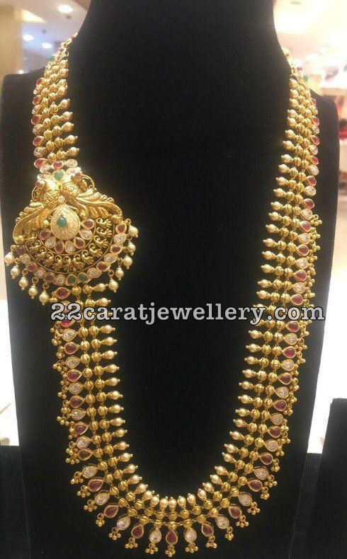 Antique Long Chain With Large Side Motif - Jewellery Designs