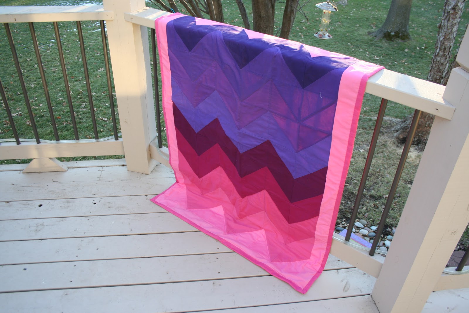 By Bryn: Girl Ombre Chevron Zig Zag Baby Quilt