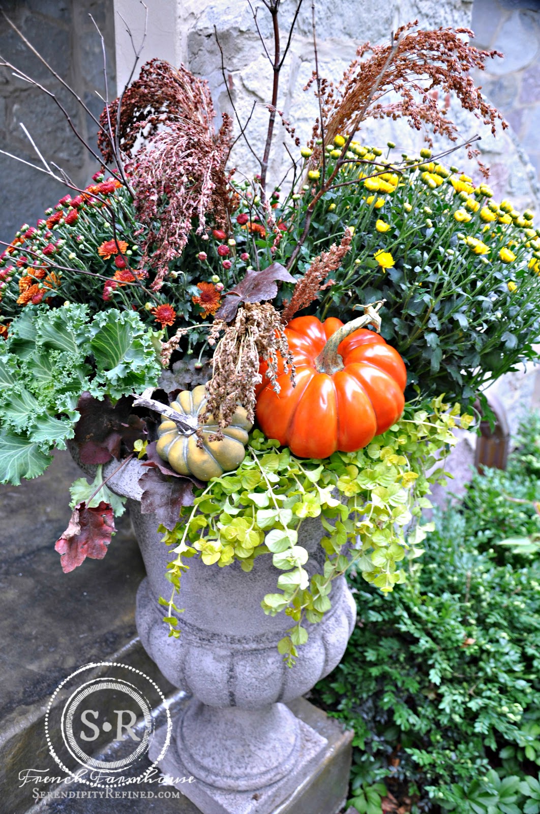Serendipity Refined Blog: Abundant Harvest Fall Urn Planters for a ...