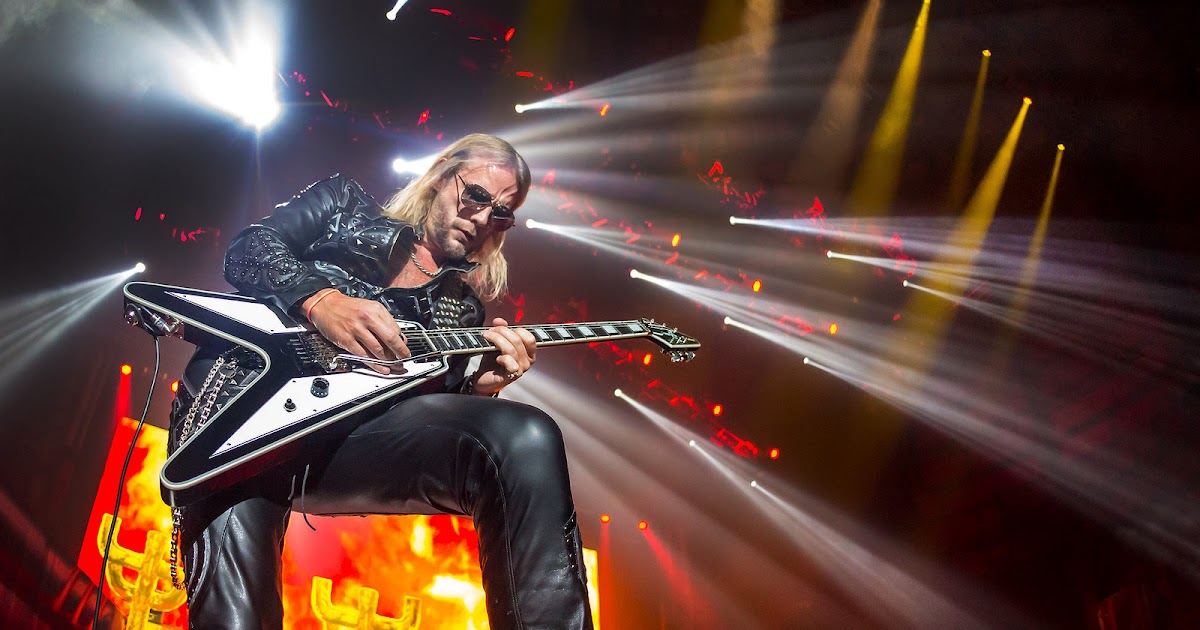 Judas Priest performing at the Freeman Coliseum in San Antonio, Texas