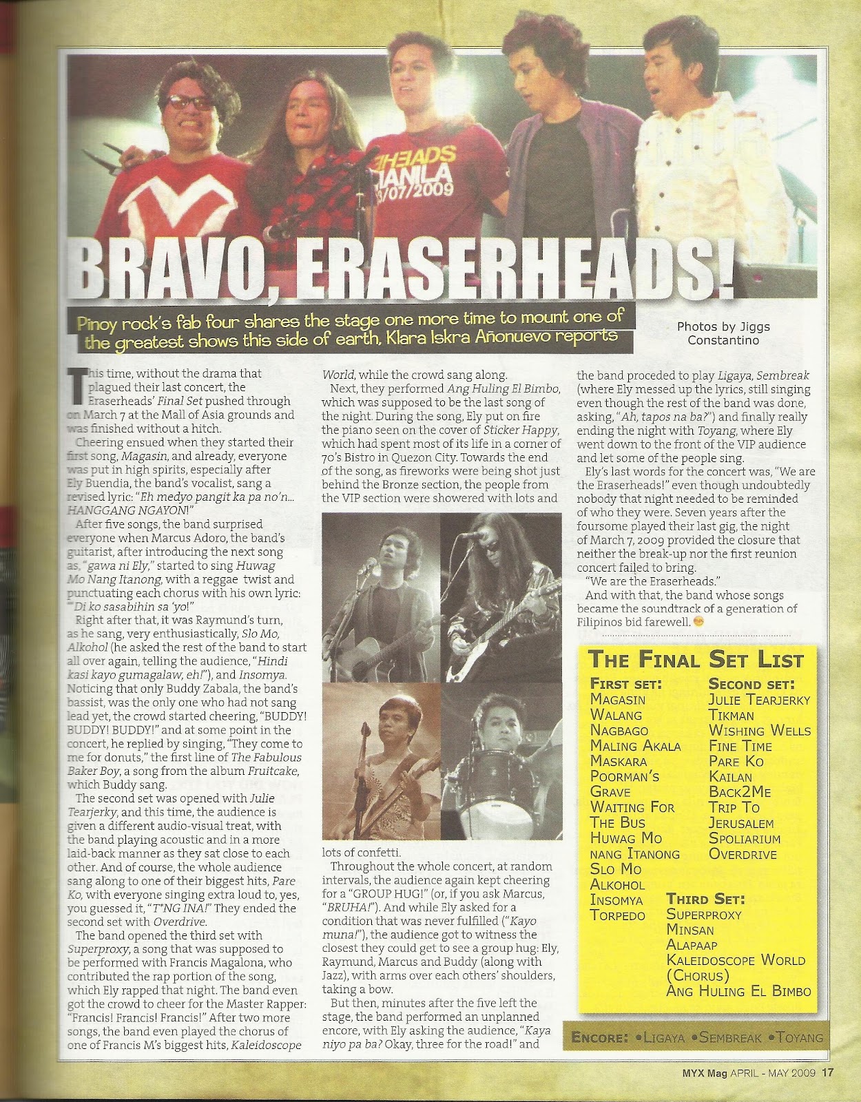 eraserheads collector: article - myx magazine april - may 2009