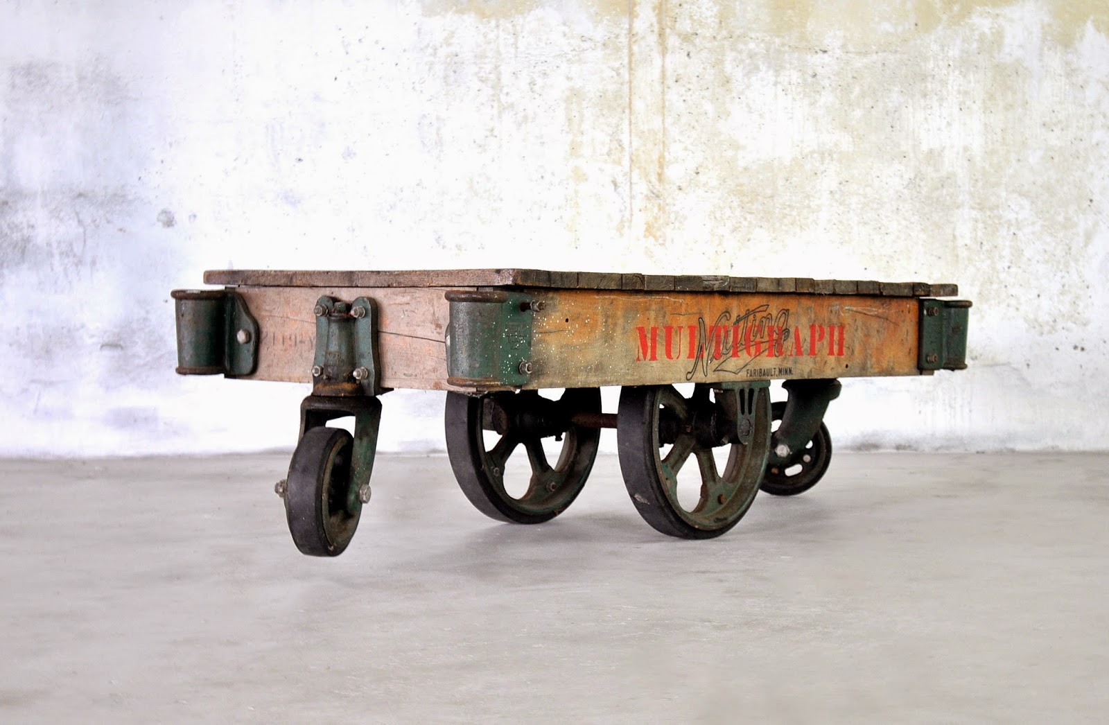 SELECT MODERN: Industrial Chic Reclaimed Wood Railroad Cart Coffee or ...