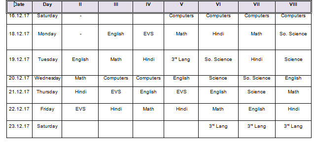 CT-3 TIME-TABLE
