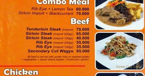 Harga Menu Joni Steak Kalimalang Terbaru 2017