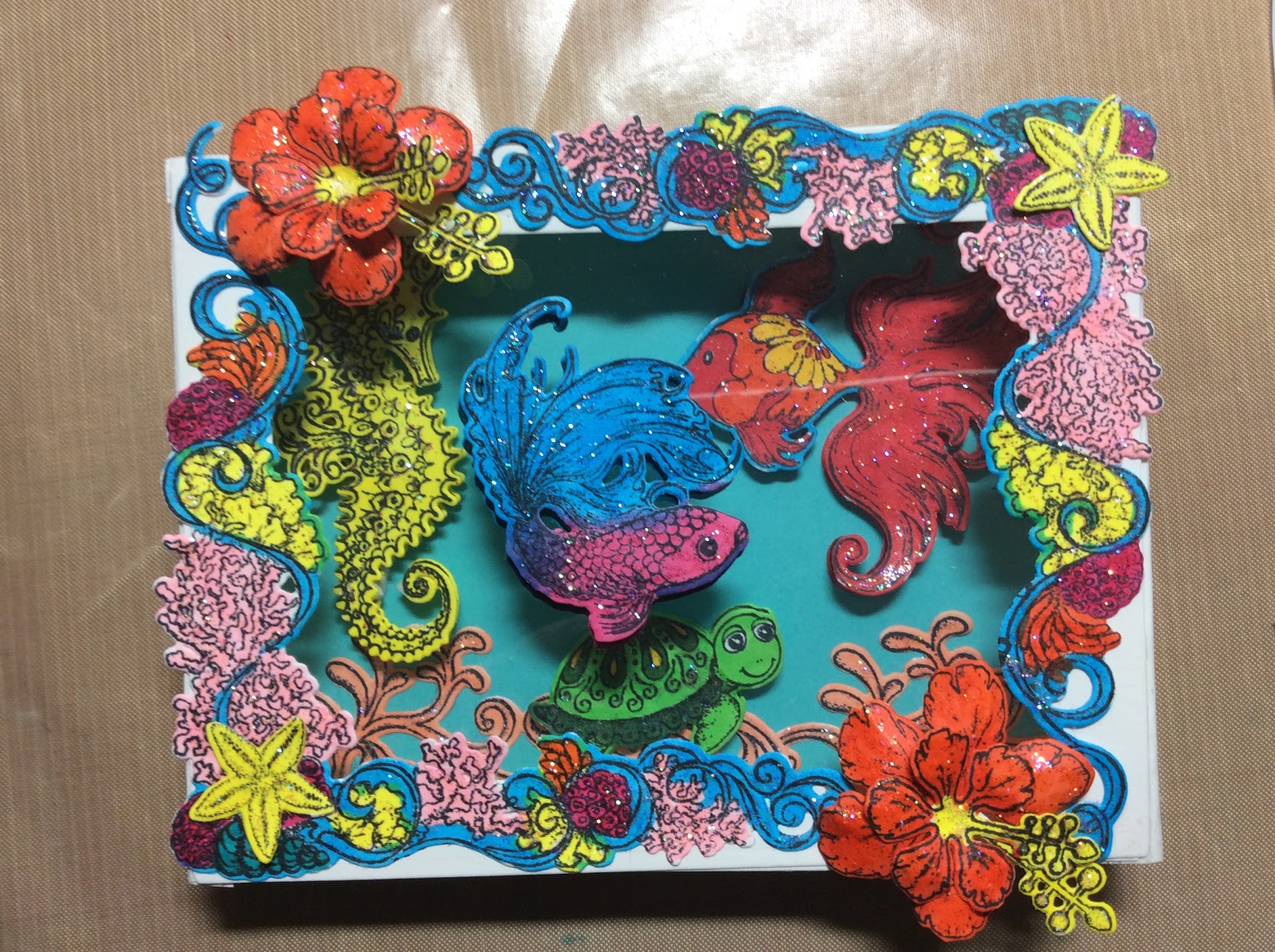 3D Design Cards: My Own Shadow Box Design of an Ocean Theme