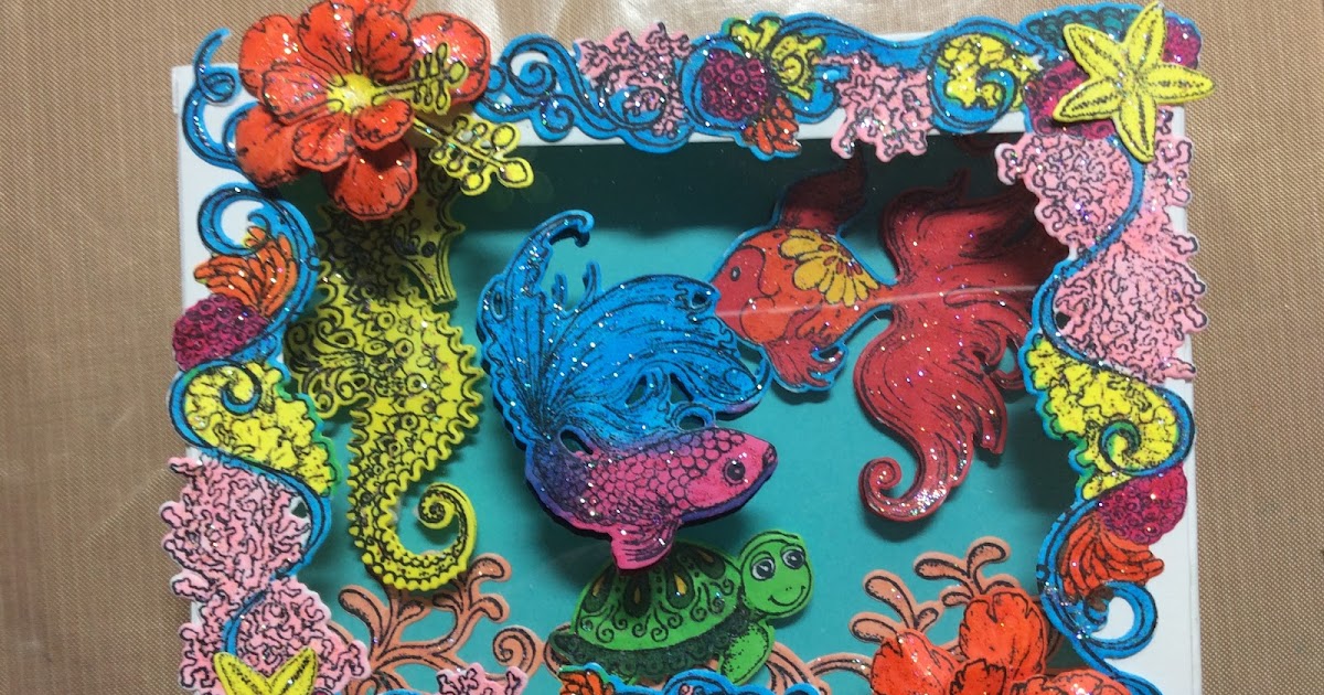 3D Design Cards: My Own Shadow Box Design of an Ocean Theme