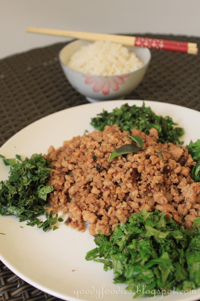 GoodyFoodies: Recipe: Chinese stir fried pork mince with fresh herbs