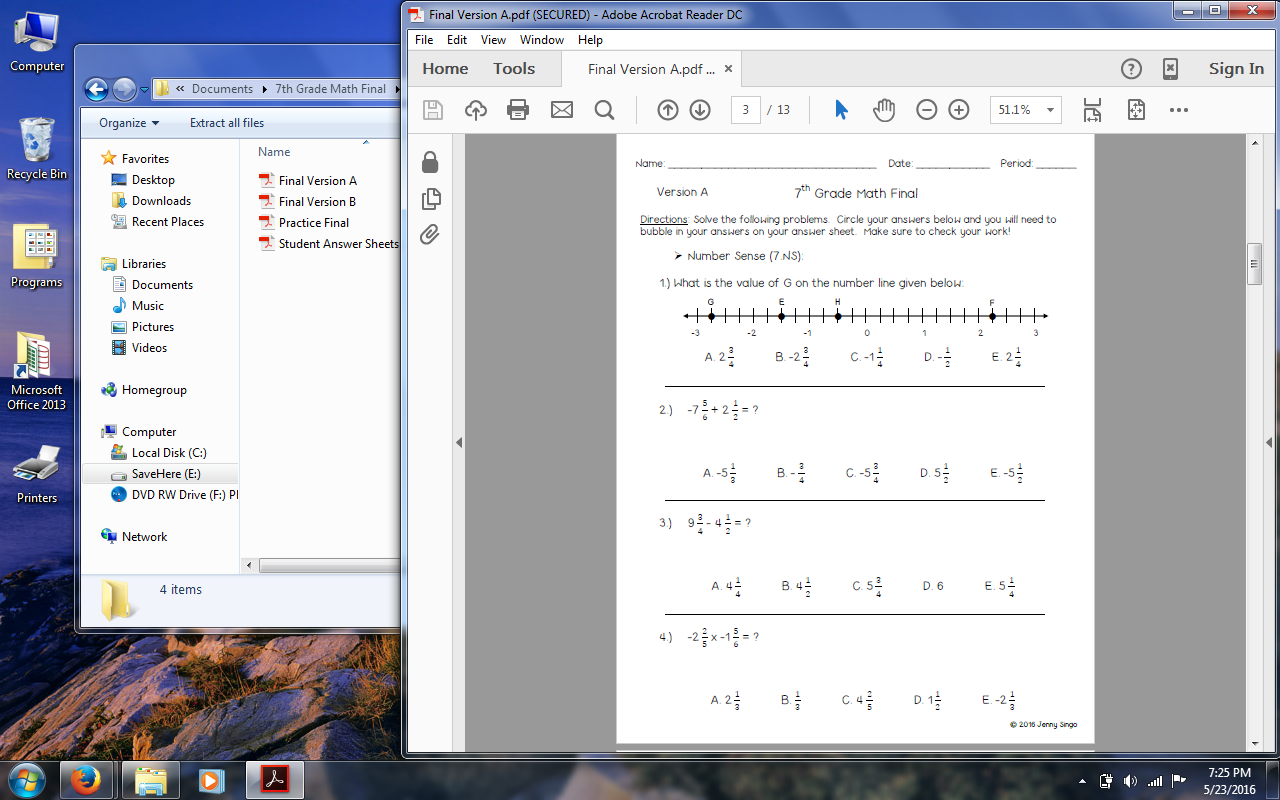 Math in Demand: 7th Grade Math End of the Year Final