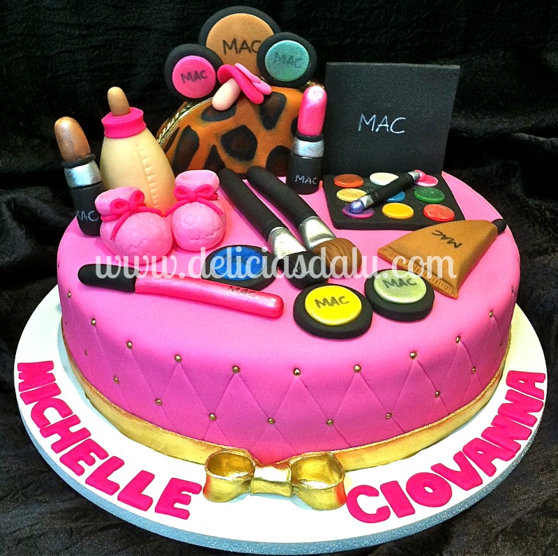 Bolo Maquiagem MAC com itens de Bebê | Delicias da Lu Confeitaria Artesanal