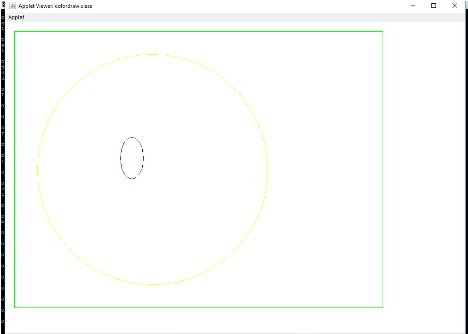 Program to draw shape of rectangle, circle and oval with different color