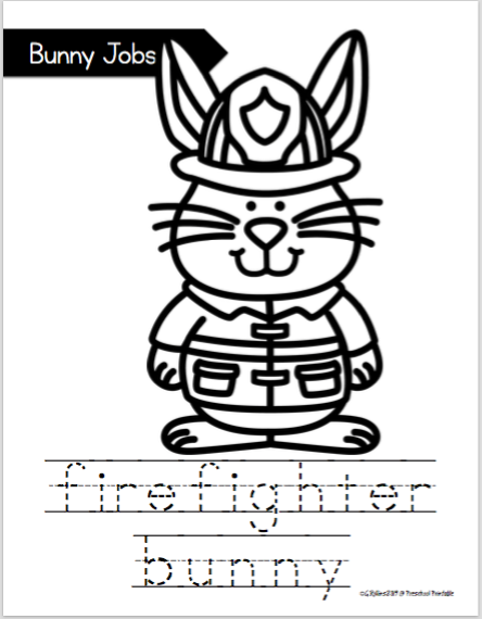 Bunny Jobs ~ Preschool Printables