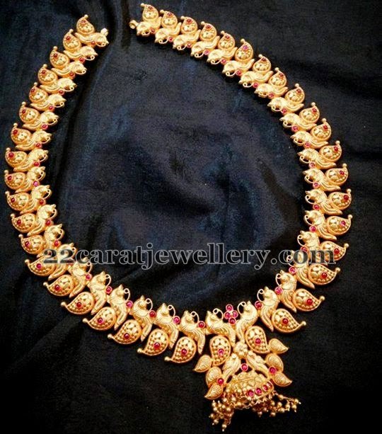Gold Mango Haram in Peacock Style - Jewellery Designs