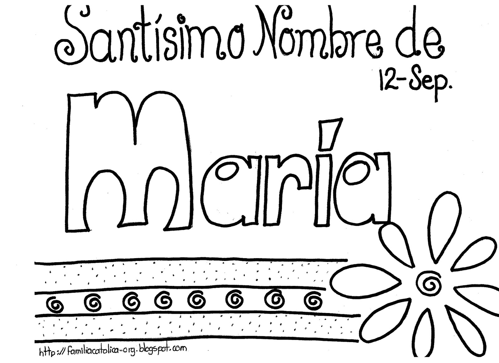 Familia Católica: Santisimo Nombre de María: Páginas para colorear