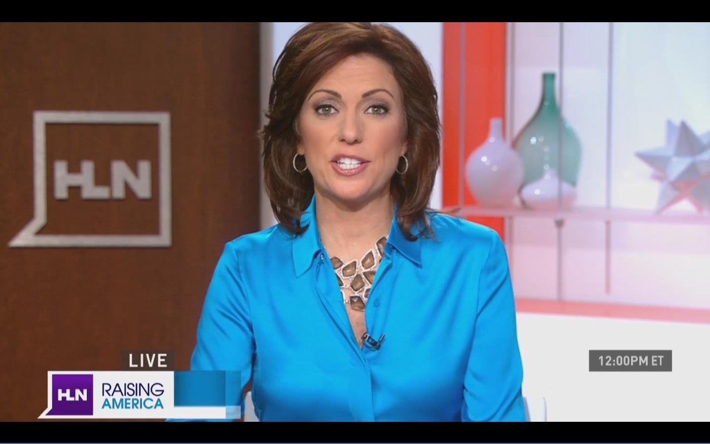 Ladies in Satin Blouses: kyra phillips - sky blue satin blouse