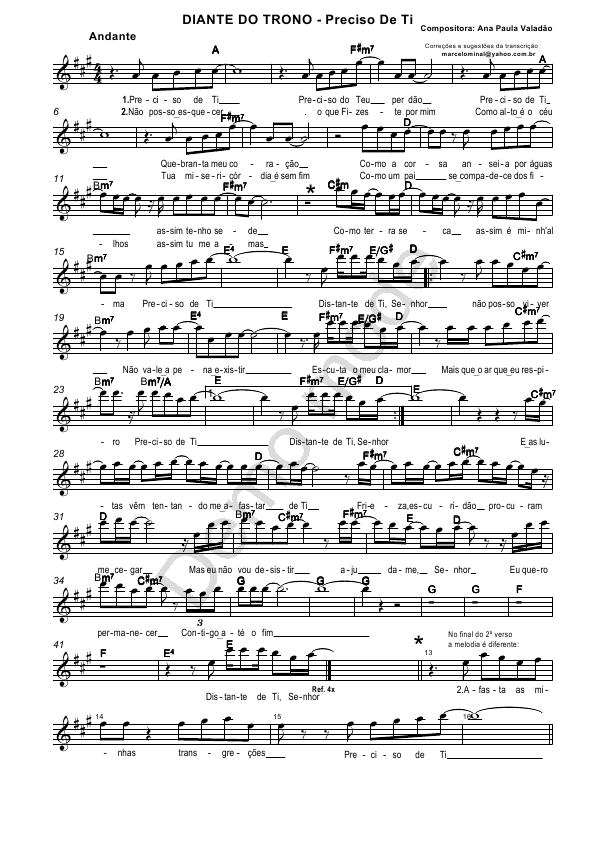 O Blog dos Violinistas: Diante do Trono-Preciso de Ti