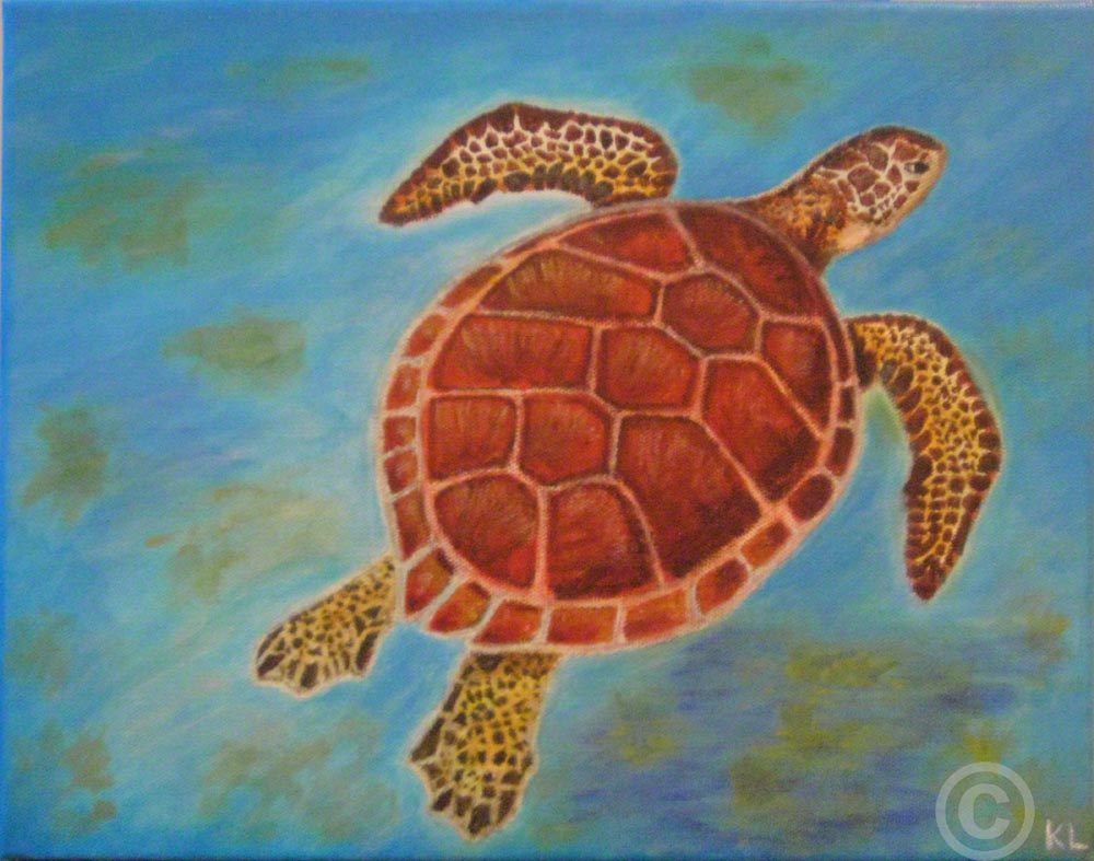 Fine Art by Kat Blog: Sea Turtle #2 Painting