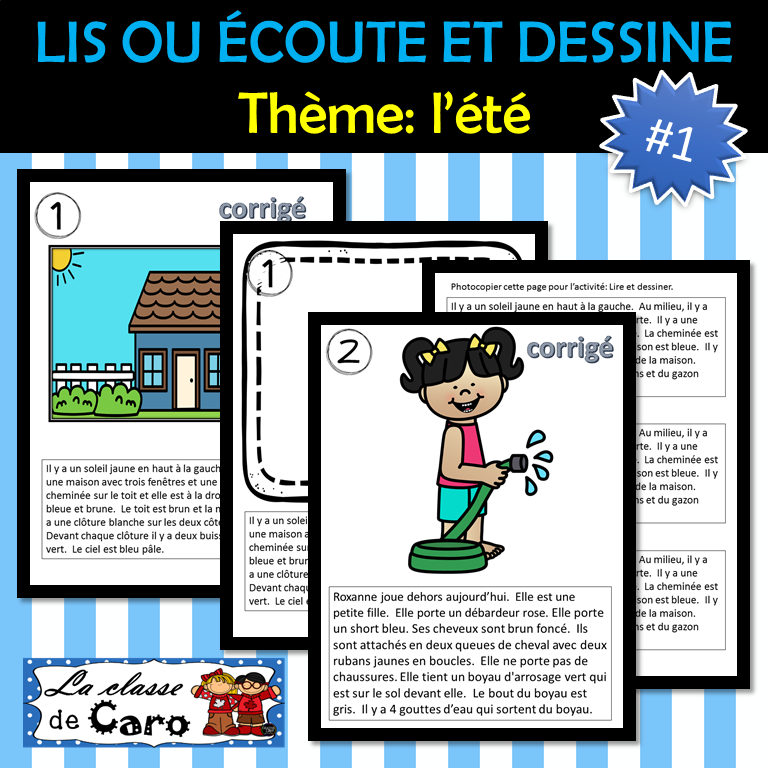 la classe de caro.: Lis ou écoute, dessine et colorie - L'été